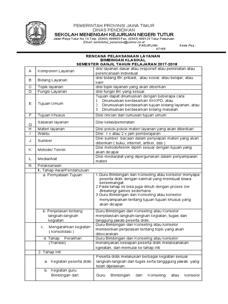 Format RPL Bimbingan Klasikal | PDF