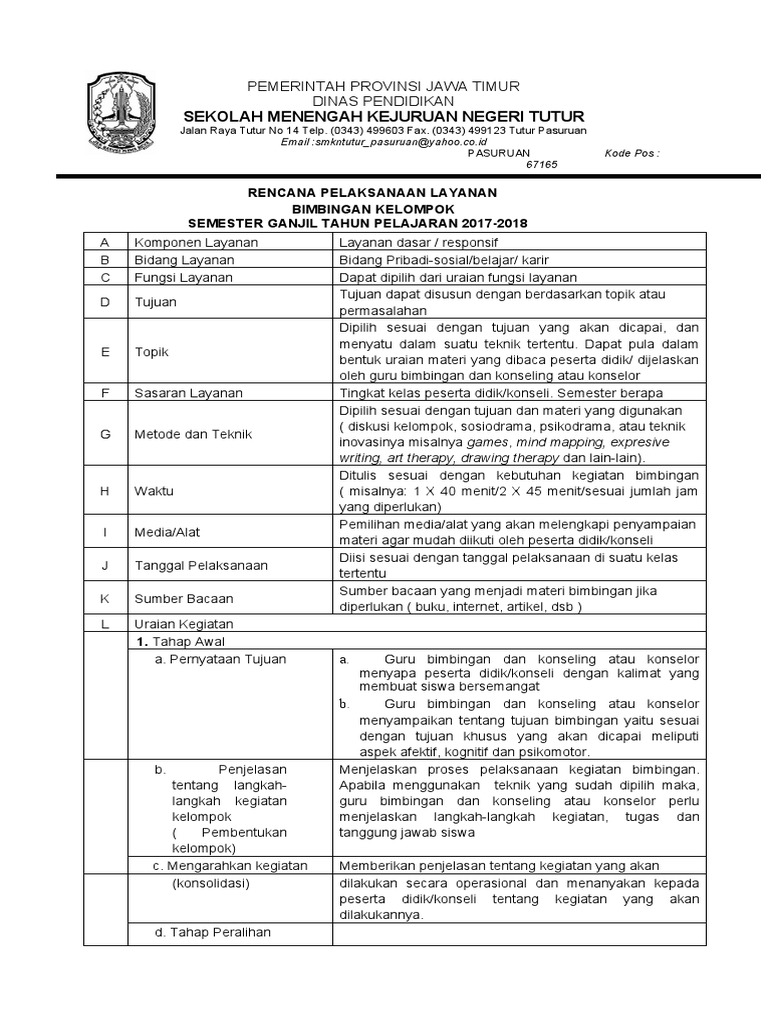 Format RPL Bimbingan Kelompok | PDF