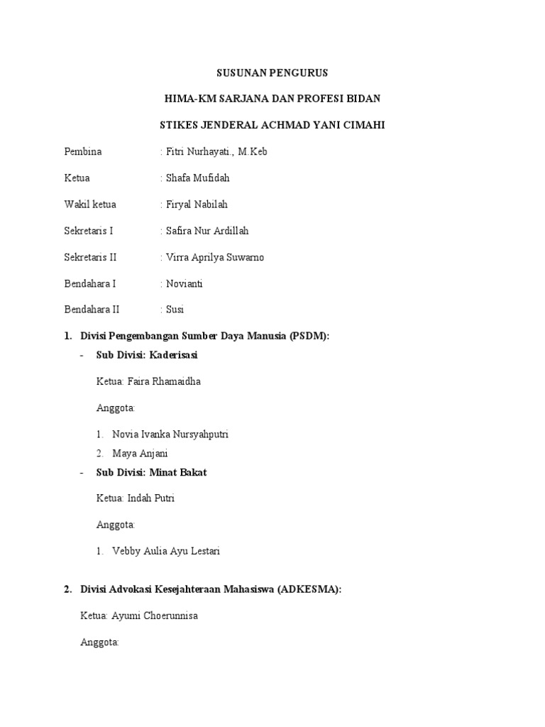 Susunan Pengurus | PDF