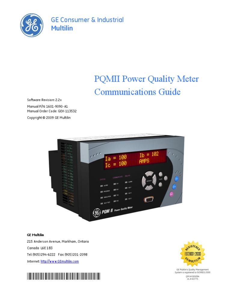 PQMII Power Quality Meter Communications Guide: Multilin | PDF ...