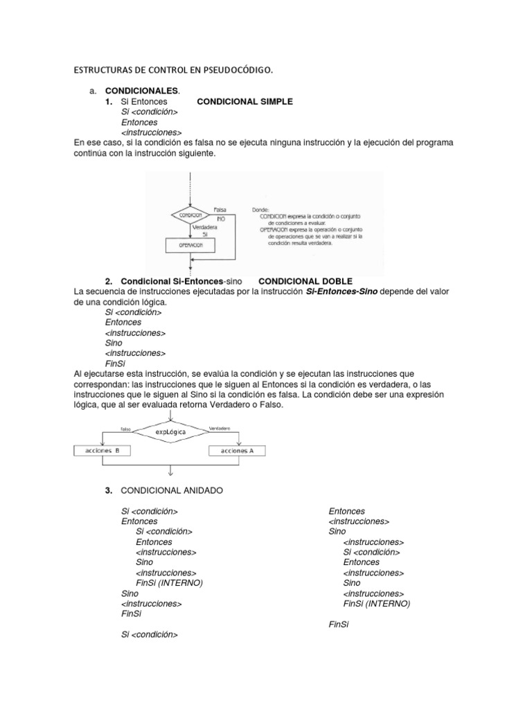 Estructuras de Control en Pseudocódigo | PDF | Flujo de control ...