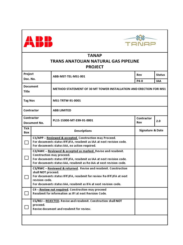 P4-0 Method Statement of 30 MT Tower Installation and Erection For MS1 ...