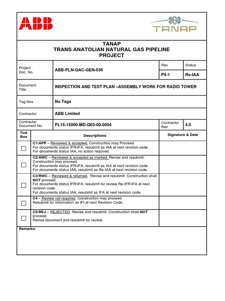 Radio Tower Assembly Inspection Plan | PDF | Specification (Technical ...