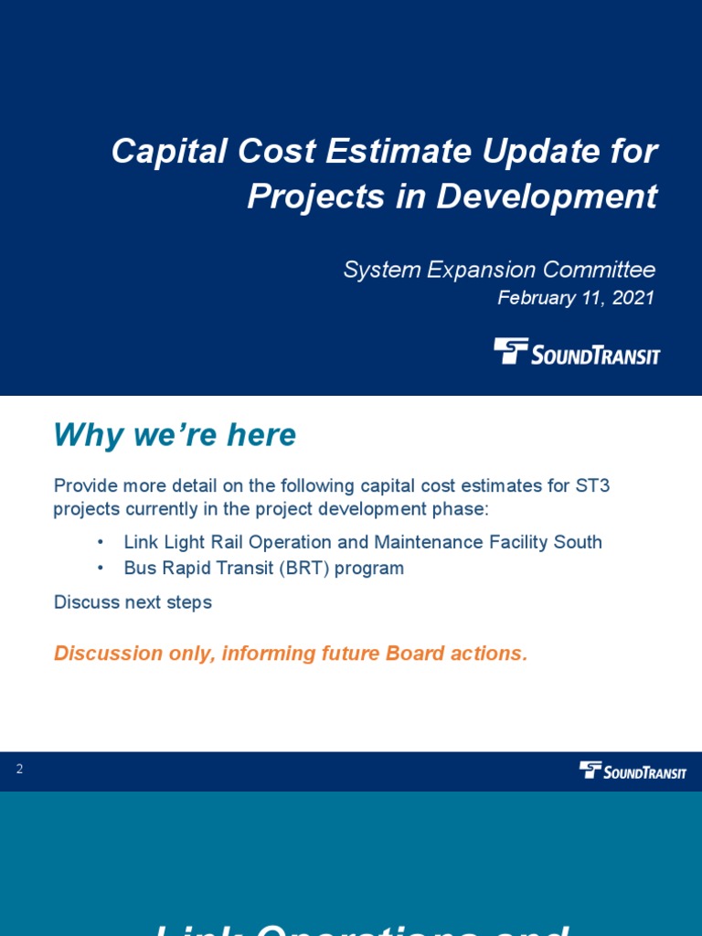 Sound Transit - Capital Cost Estimates Update Presentation - OMFS and ...