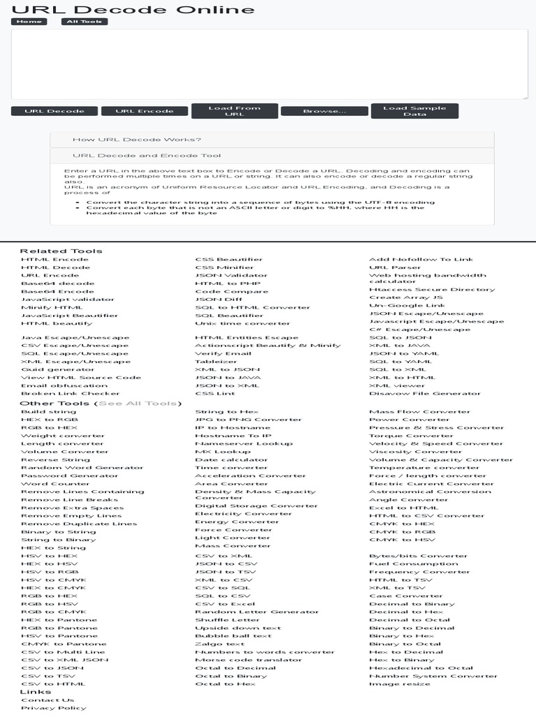URL Decode Online - Encode - Decode URL | PDF | Json | Code