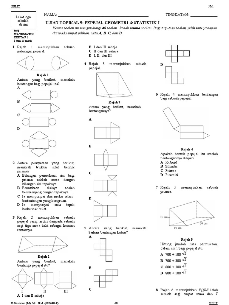 Maths F2 Topical Test 9 (BM) | PDF