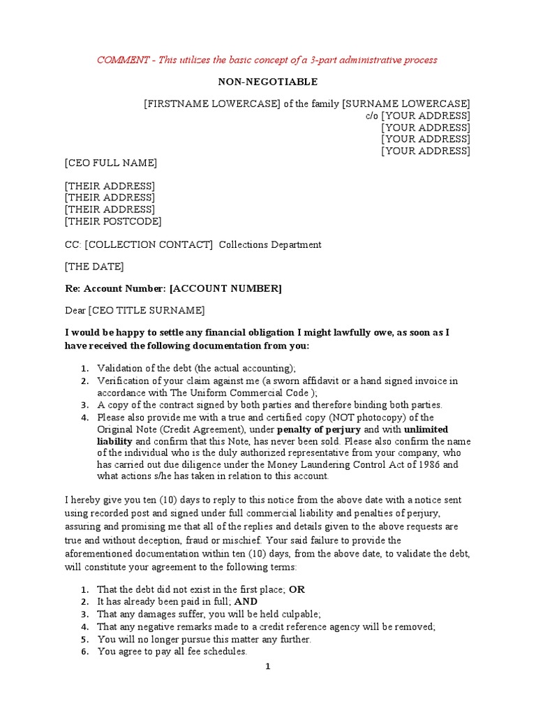 1 Three (3) Step Admin Process-Bank-Credit Collection Letters | PDF ...