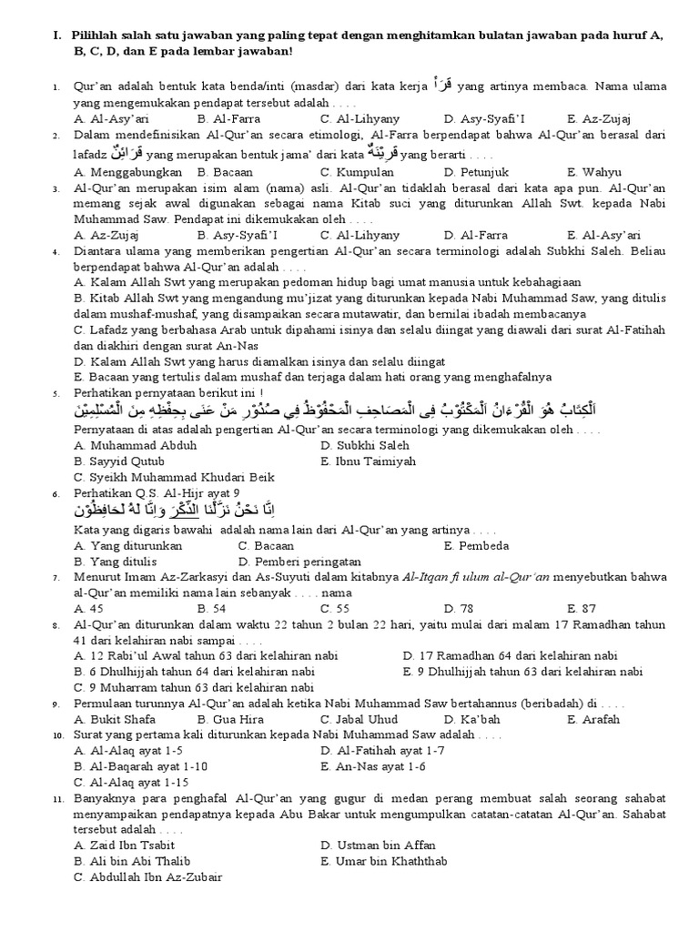 PAS Qurdis Kelas X | PDF | Agama & Spiritualitas