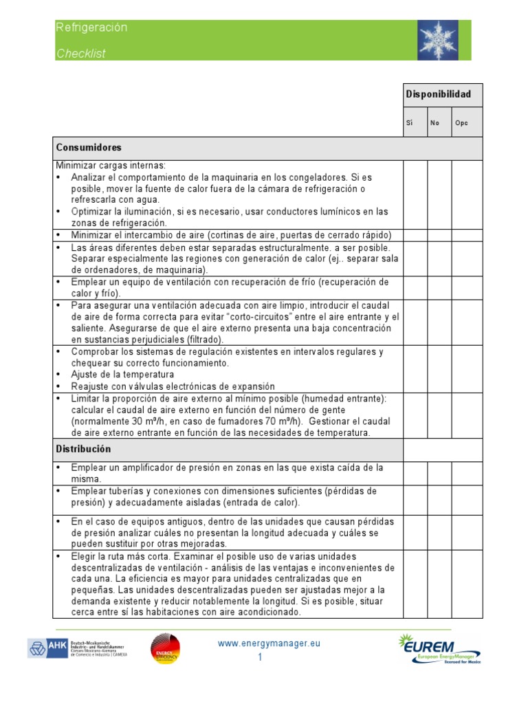 Refrigeración Checklist | PDF | Refrigeración | Calor