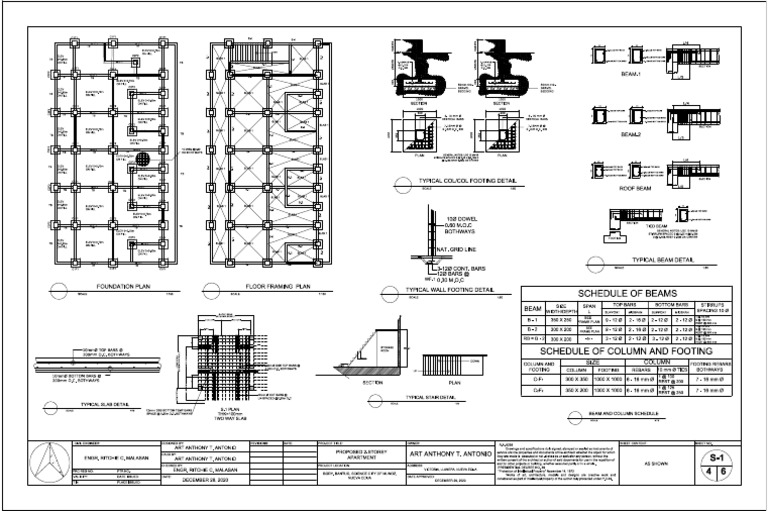 Schedule of Beams: Typical Col/Col Footing Detail | PDF | Real Estate ...