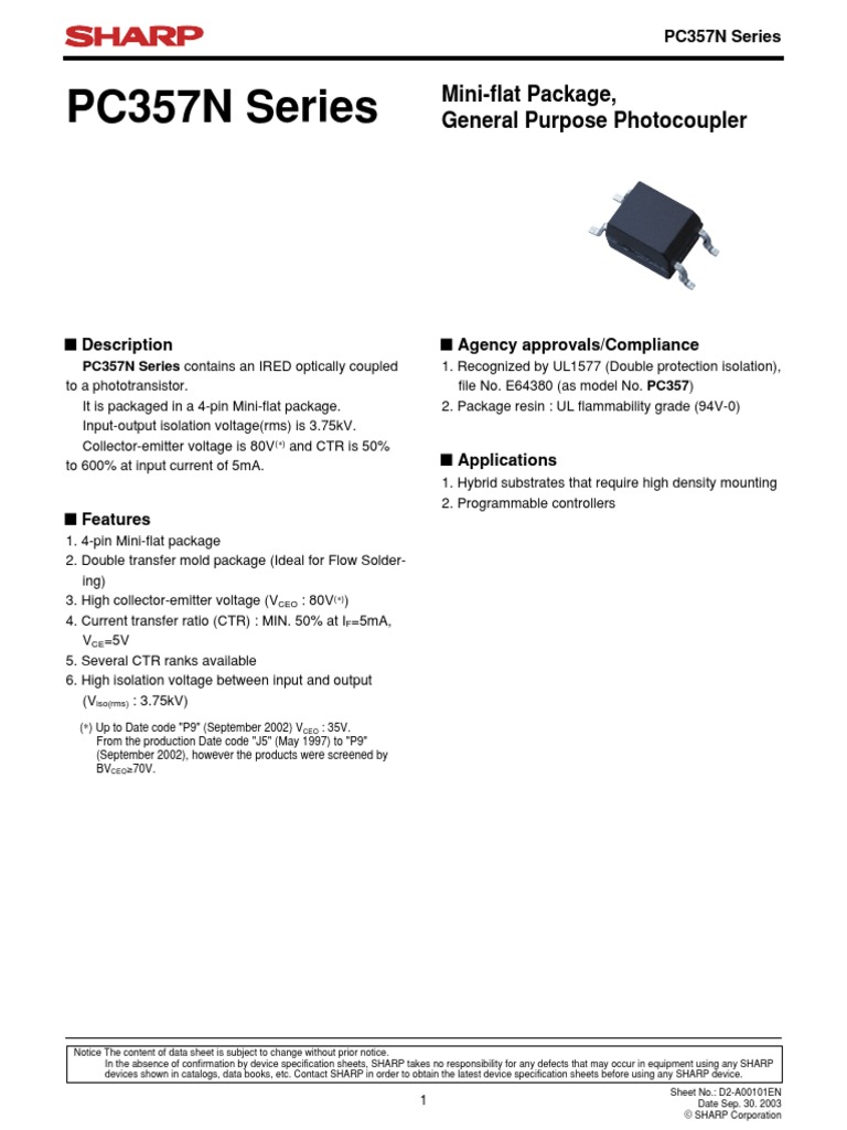 PC357NT | PDF | Electrical Engineering | Electromagnetism