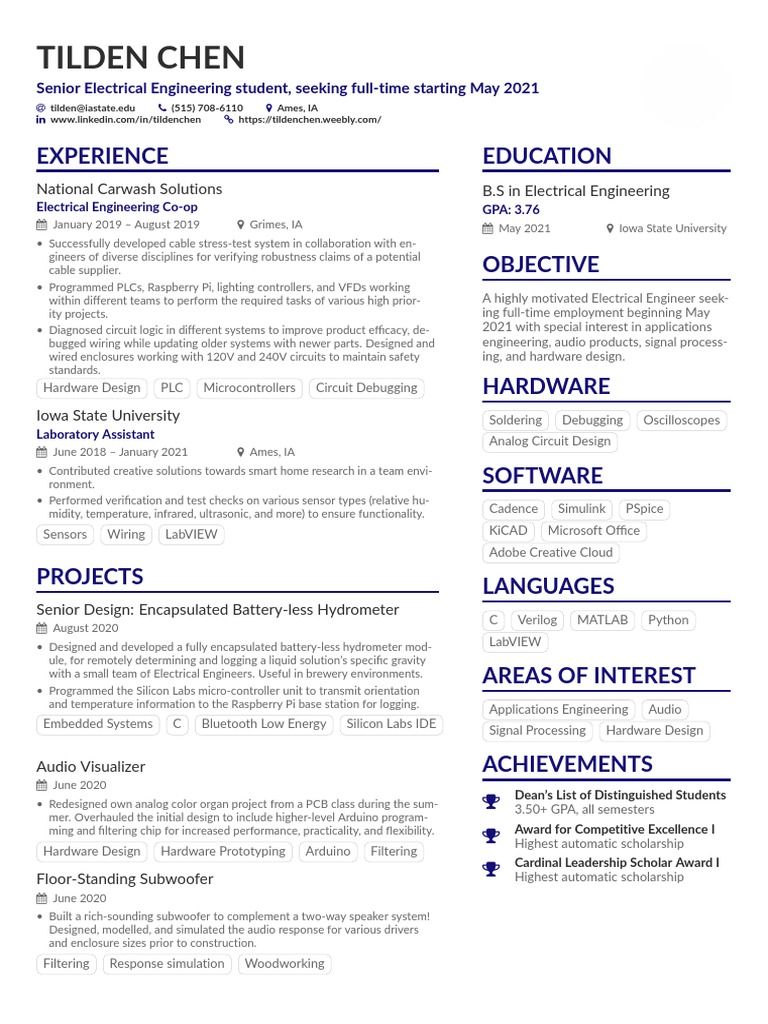 Tilden Chen Resume Generic | Download Free PDF | Programmable Logic Controller | Electrical ...
