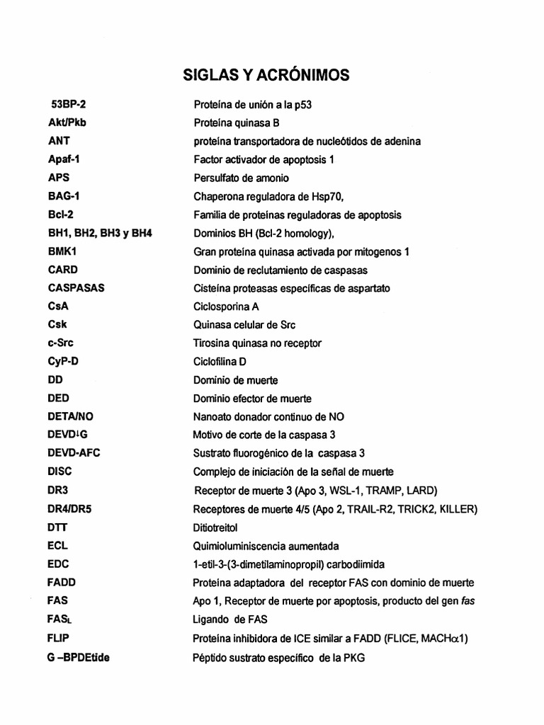 Siglas y Acrónimos en Biología | PDF