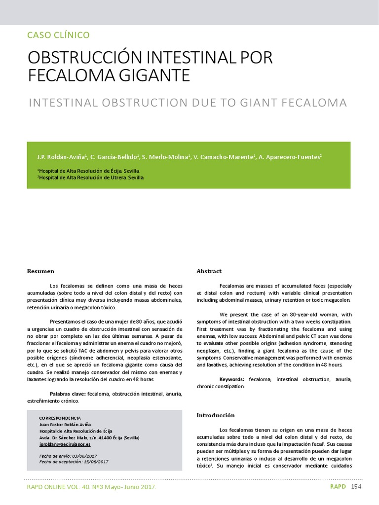 Fecaloma Caso Clinico | PDF | Gastroenterología | Sistema digestivo