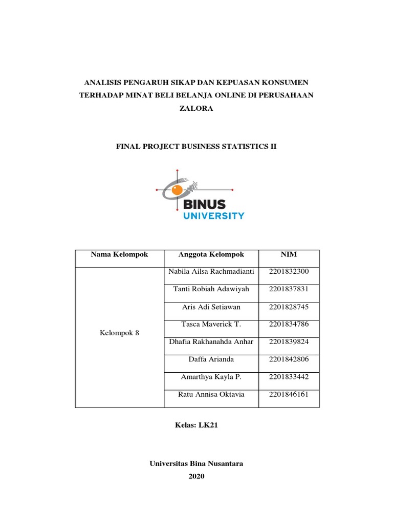 Mini Skripsi - LK21 - Kelompok 8 - Uji Regresi Linear Berganda | PDF
