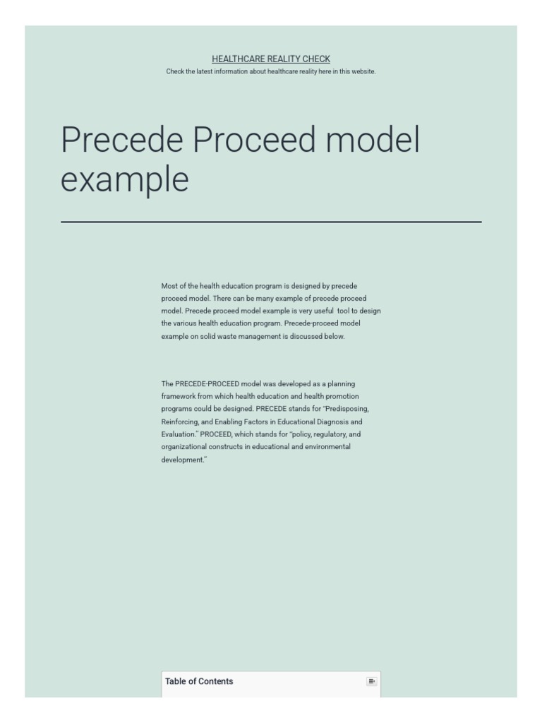 Precede Proceed Model Example | PDF | Waste Management | Waste