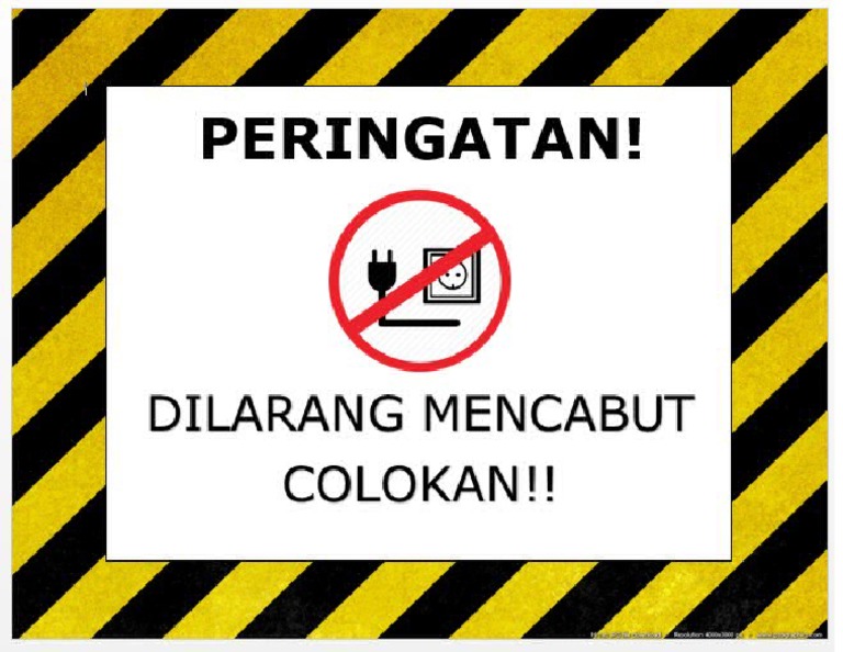 Tanda Dilarang Mencabut Steker/Colokan Listrik | PDF