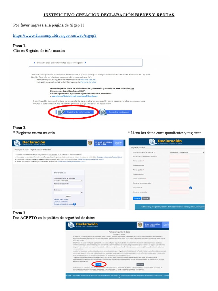 Sigep Ii - Instructivo Creación Declaración Bienes y Rentas | PDF