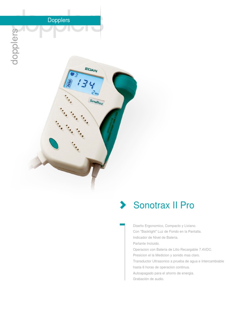 Doppler Fetal Sonotrax Ii Pro | PDF | Bienes manufacturados | Ingenieria Eléctrica