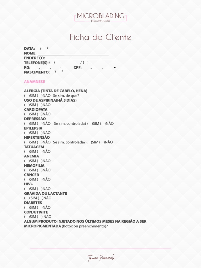 Ficha Do Cliente | PDF
