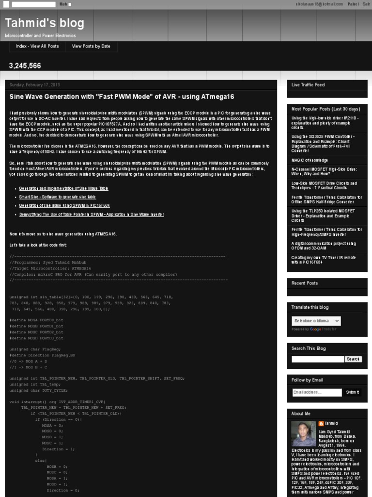 Tahmid's Blog - Sine Wave Generation With - Fast PWM Mode - of AVR ...
