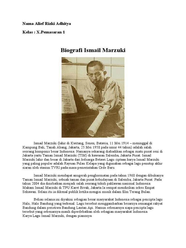 Biografi Singkat Ismail Marzuki | PDF | Seni