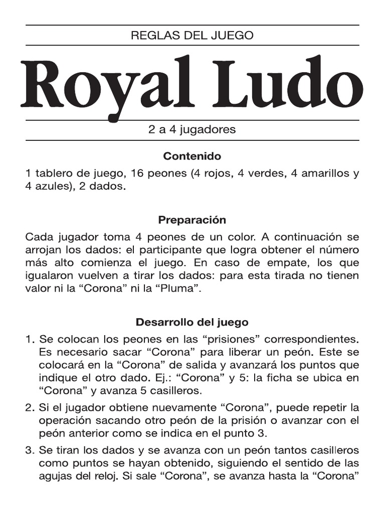 Reglas de Juego-Royal Ludo | PDF