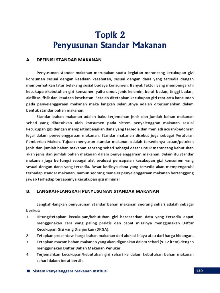 3 Penyusunan Standar Makanan | PDF