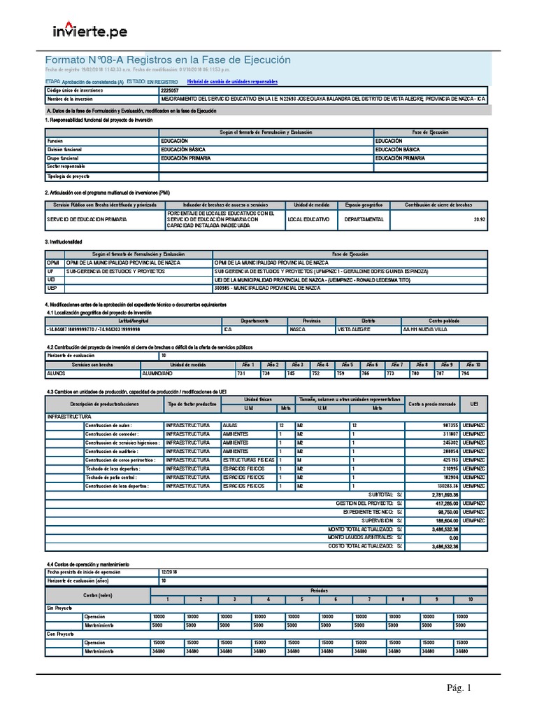 Perfil Tecnico de Colegio Balandra PDF | PDF | Presupuesto de capital ...