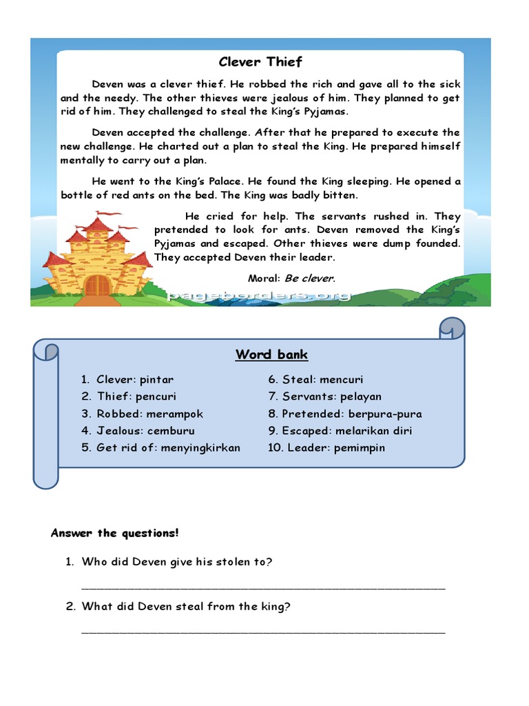 Clever Thief: Answer The Questions! | PDF | Travel | Mystery, Thriller ...