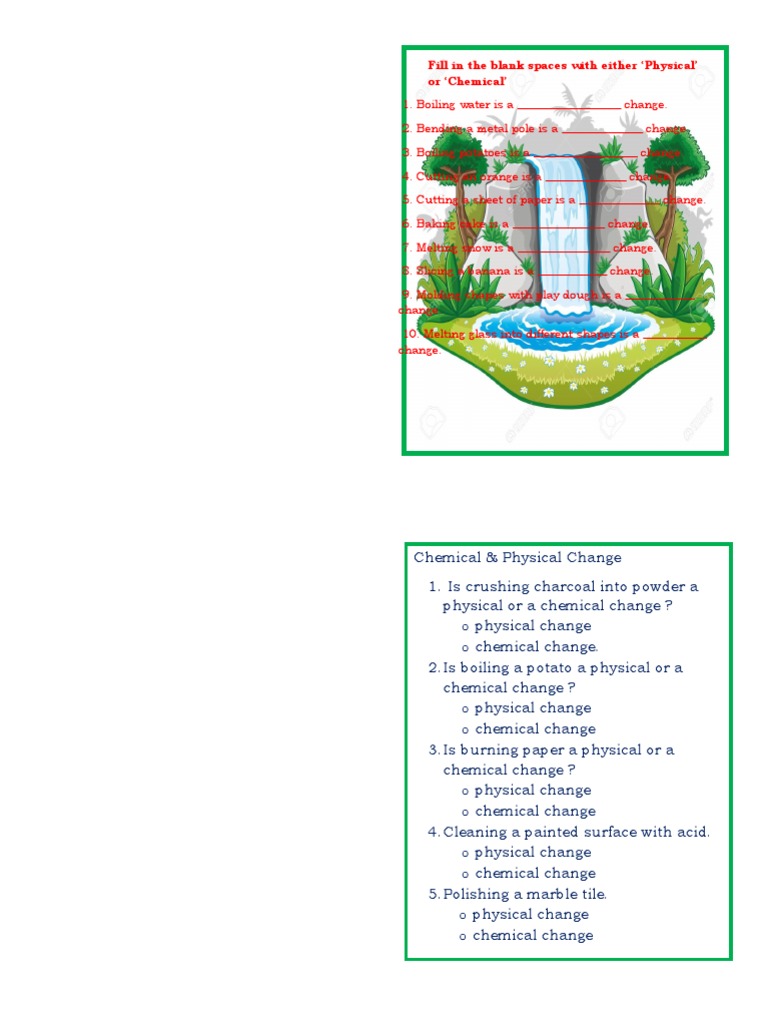 Changes in Matter Activity Cards | PDF | Chemical Substances | Water