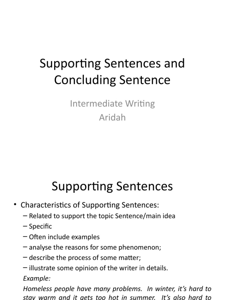 Supporting Sentences and Concluding Sentence | PDF