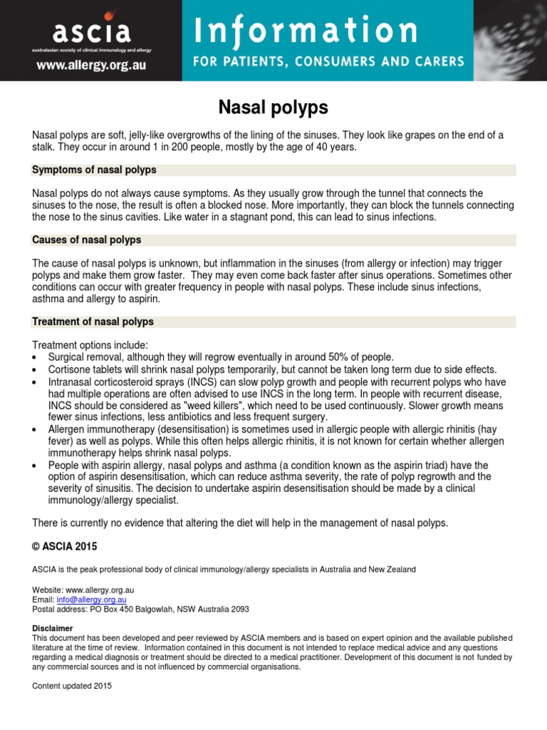 ASCIA PCC Nasal Polyps 2015 | PDF | Allergy | Allergen