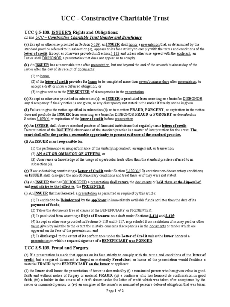 UCC 5-108 and 109 | PDF | Letter Of Credit | Civil Law (Common Law)