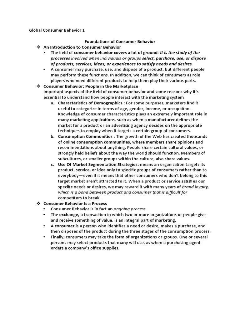 Global Consumer Behaviour | PDF | Consumer Behaviour | Marketing