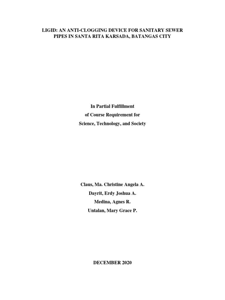 Anti-Clogging Device for Santa Rita Karsada | PDF | Sanitary Sewer ...