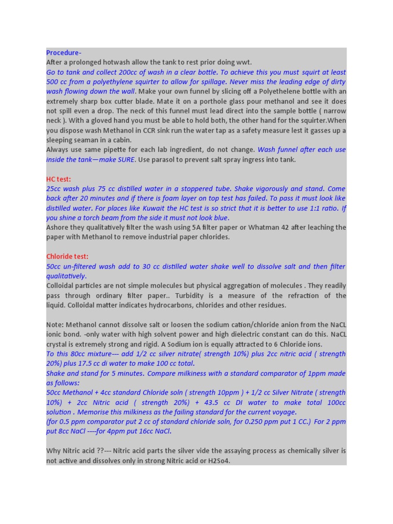 Wall Wash Test Procedures | PDF | Nitric Acid | Ion