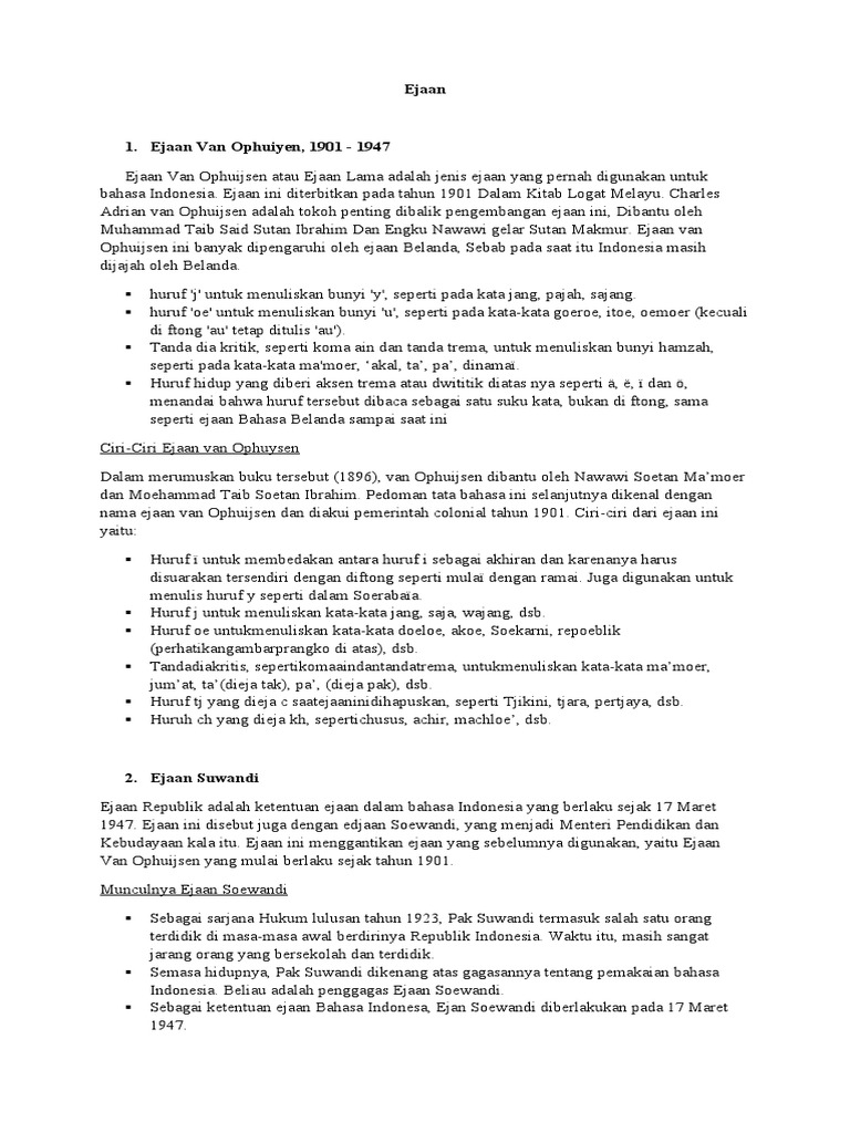 Ejaan, Ragam Bhs Indo | PDF