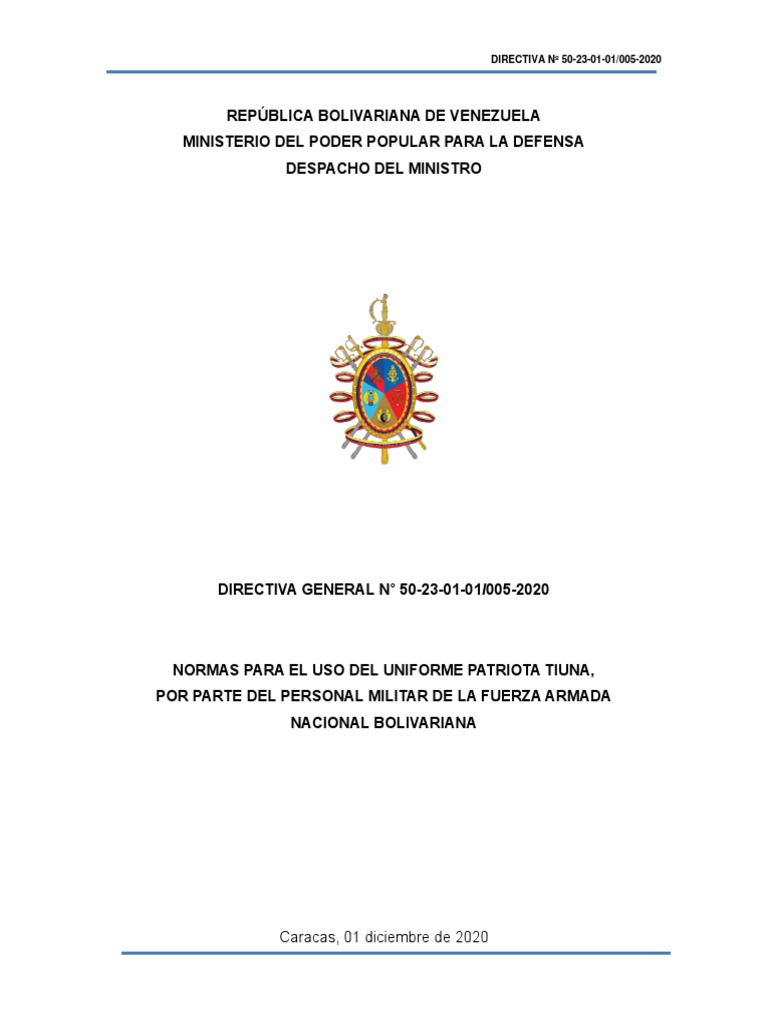 Directiva Patriota Tiuna (Definitiva) | PDF | Militar | Ropa