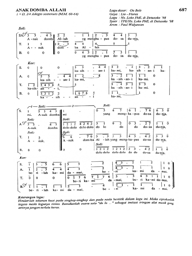 Anak Domba Allah Gaya Lio MB 687 | PDF