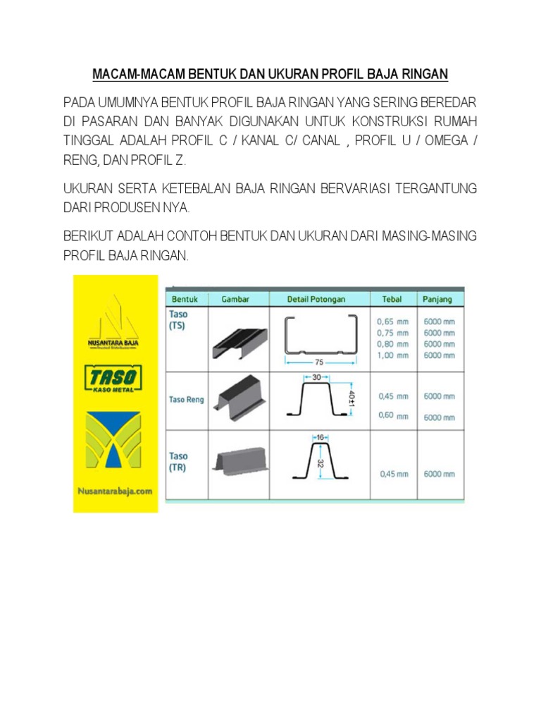 Bentuk Dan Ukuran Baja Ringan | PDF