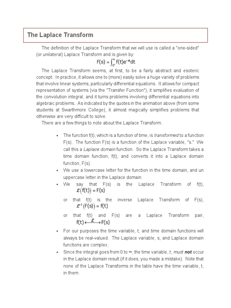 I. Laplace Transform | PDF | Laplace Transform | Trigonometric Functions