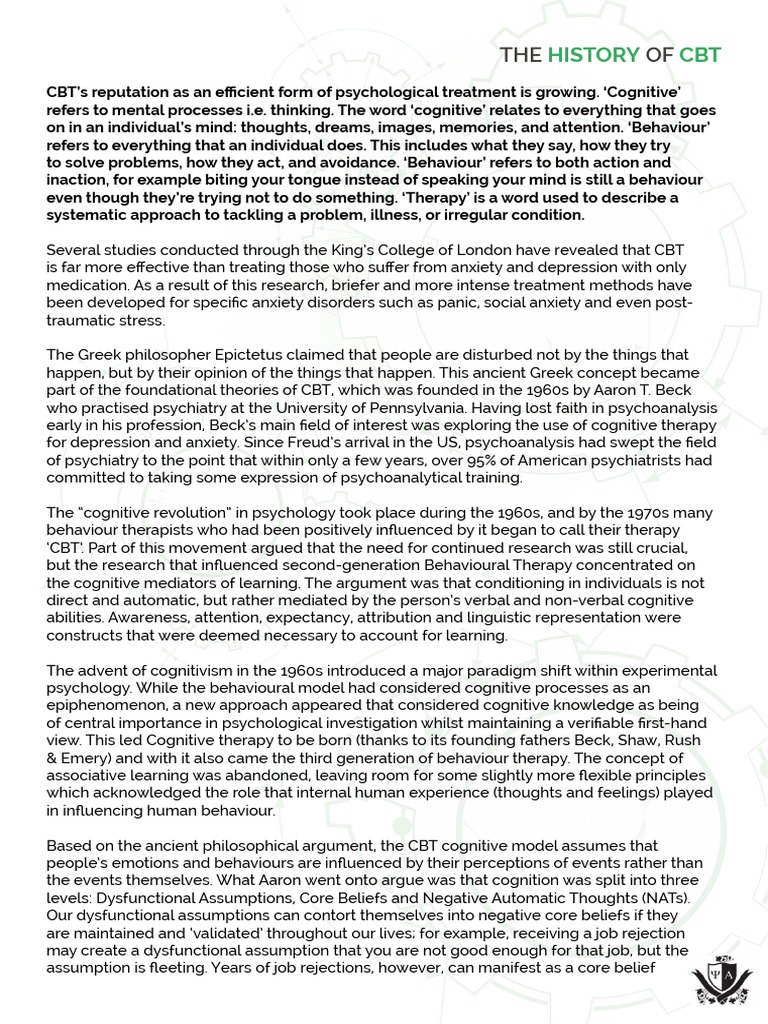 The History of CBT | PDF | Cognitive Behavioral Therapy | Psychoanalysis