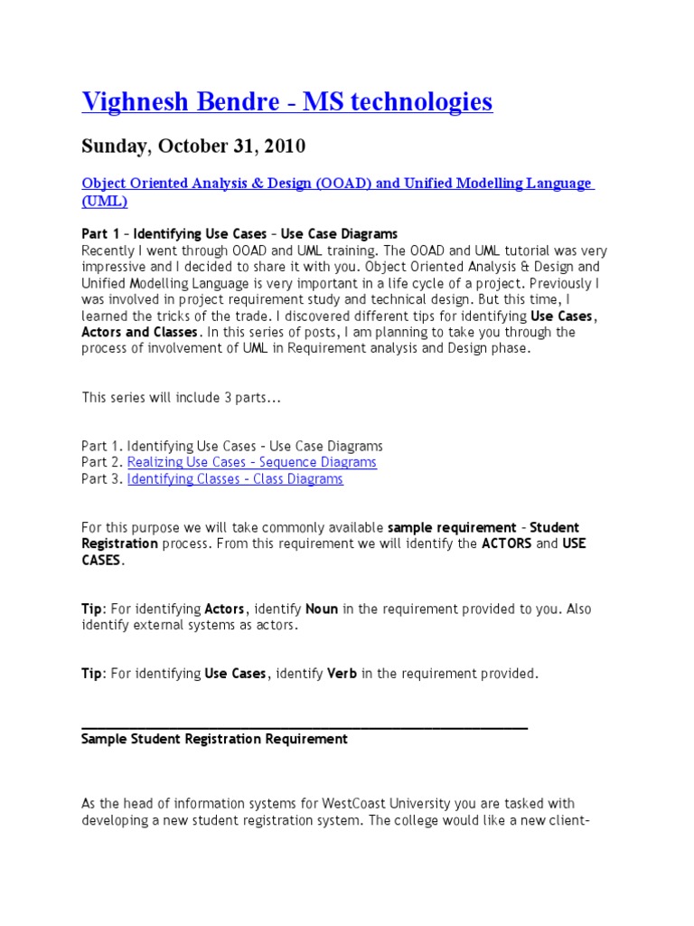 Vighnesh Bendre Ms Technologies Sunday October 31 2010 Pdf