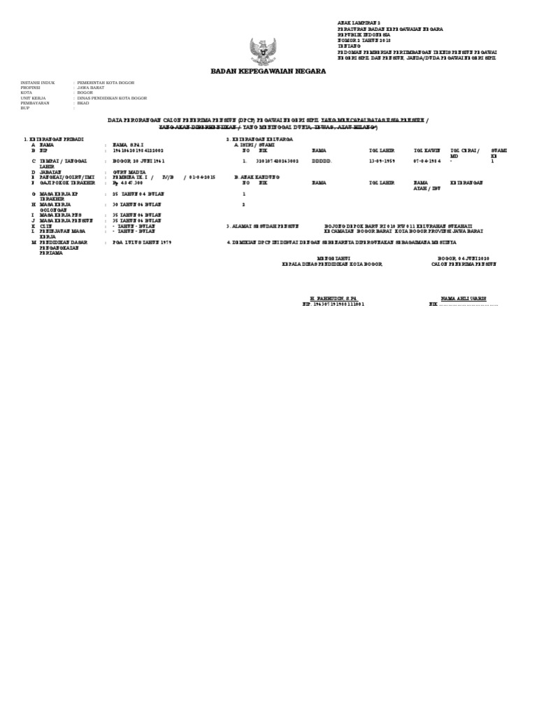 Format Dpcp-Pensiun Meninggal Dunia | PDF