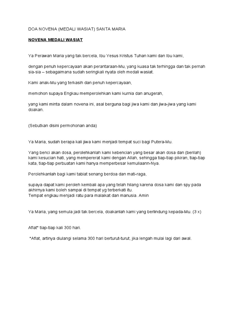 Doa Medali Wasiat | PDF