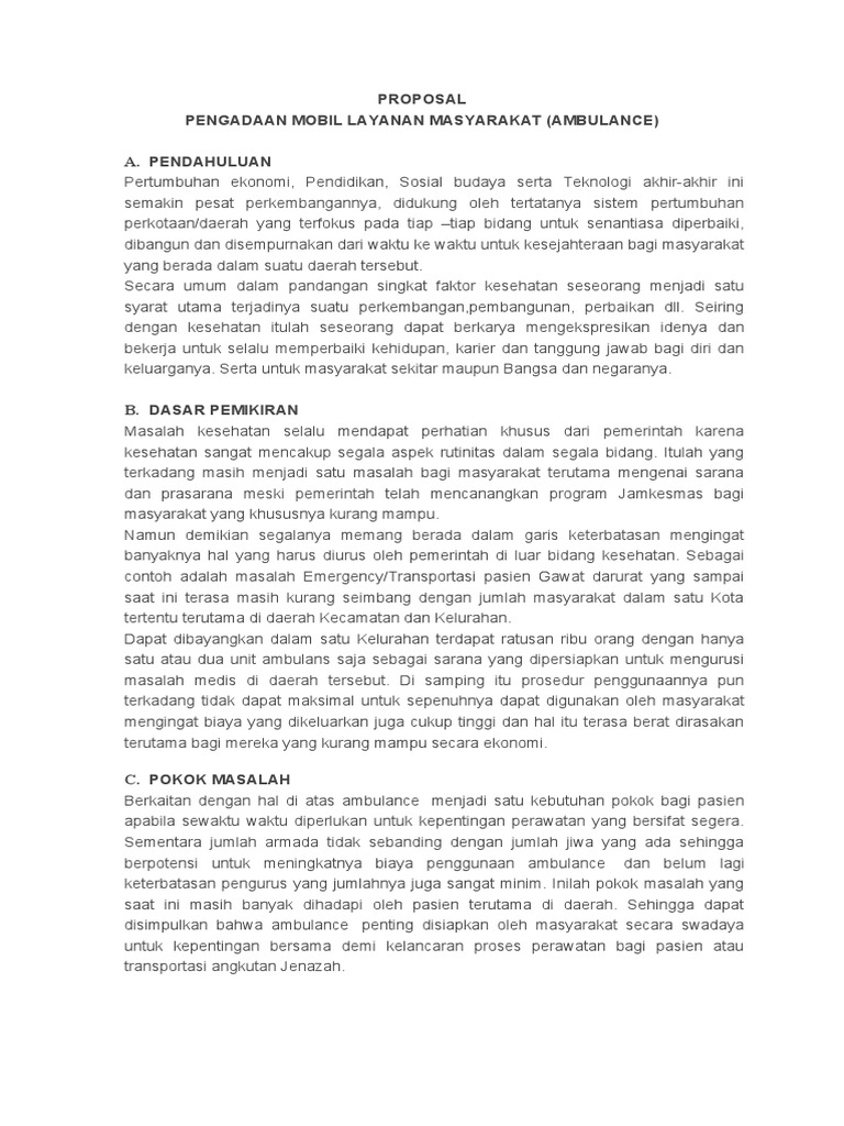 Proposal Ambulance | PDF