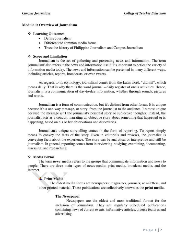 Overview of Journalism | PDF | News | Mass Media