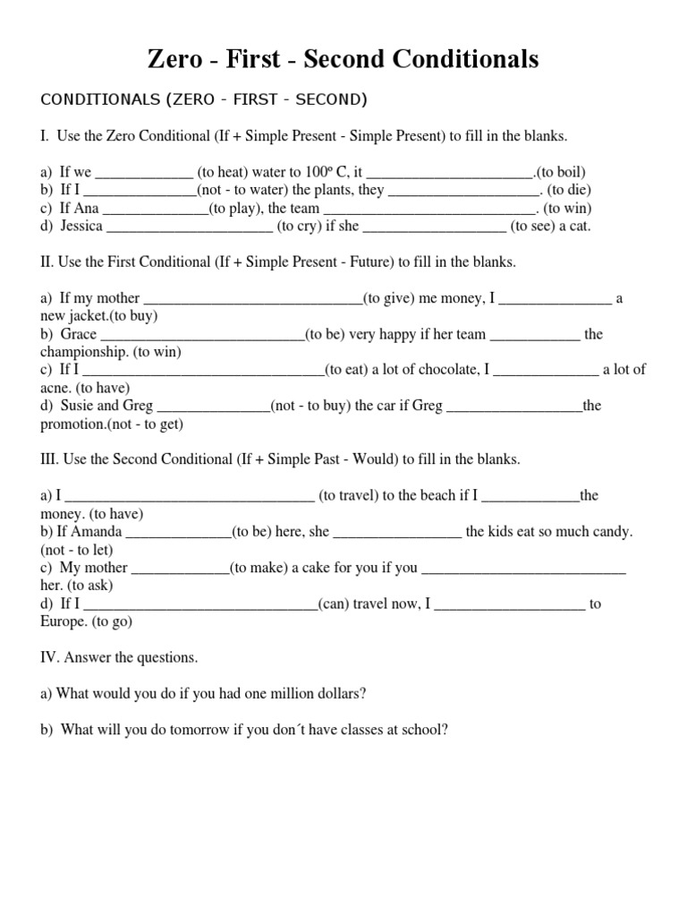Zero - First - Second Conditionals | PDF
