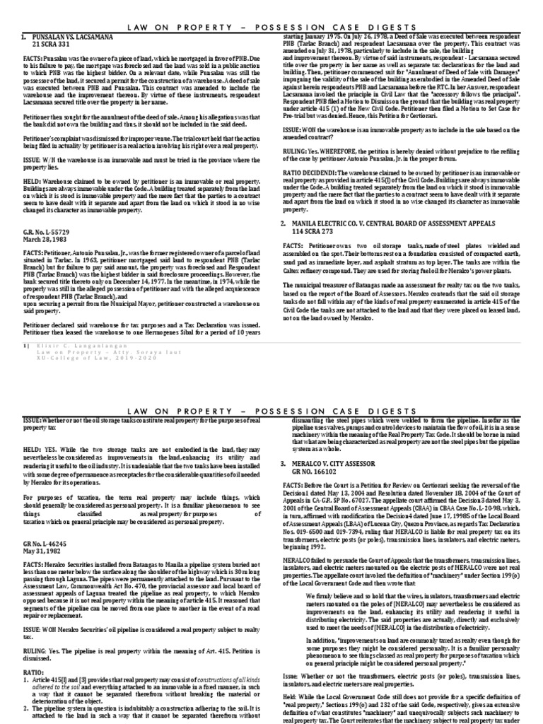 Property - Digests On Classification of Property | PDF | Property ...